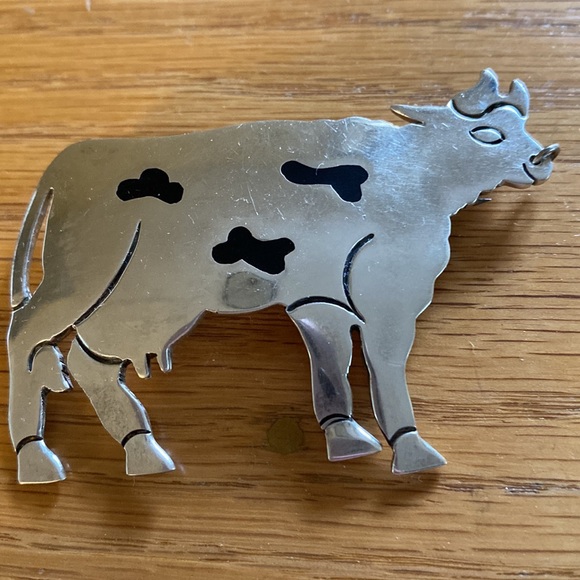 made in Mexico | Jewelry | Vintage Sterling Silver Cow Pin Pendant ...